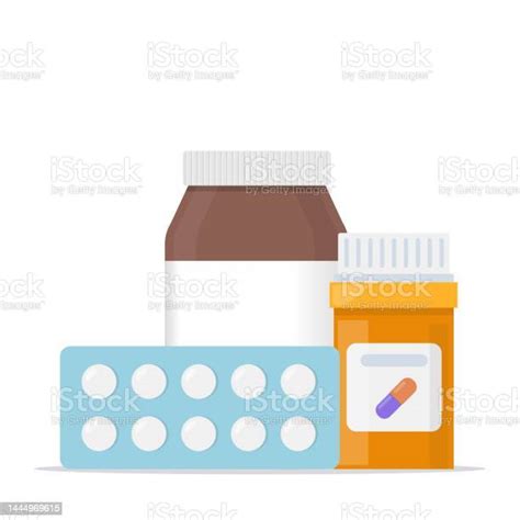 의학 약국 개념 의약품 정제 캡슐의 바이알 마약 약물 알약이 든 플라스틱 병 아이콘 세트 벡터 그림입니다 0명에 대한 스톡 벡터 아트 및 기타 이미지 Istock