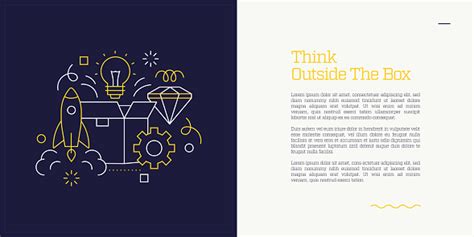 일러스트레이션의 벡터 세트는 상자 개념 밖에서 생각합니다 웹 페이지 배너 포스터 인쇄 등을 위한 라인 아트 스타일 배경 디자인