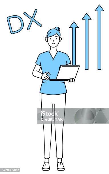 Dx 여성 간호사 물리 치료사 작업 치료사 언어 치료사 제복을 입은 간호 조수의 이미지가 성공적으로 개선되었습니다 가정간병인에