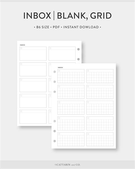 B6 Inbox Dashboard Printable Blank Grid Layout Inbox Etsy