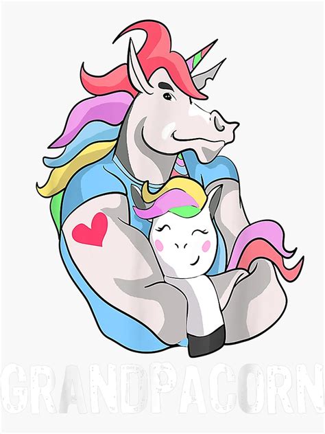 Mens Grandpacorn Unicorn Grandpa And Grandson Sticker By