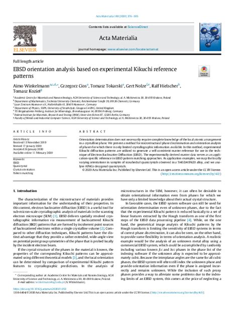 Pdf Ebsd Orientation Analysis Based On Experimental Kikuchi Reference