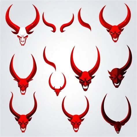 A Series Of Red Horns With Horns And Horns Premium Ai Generated Vector