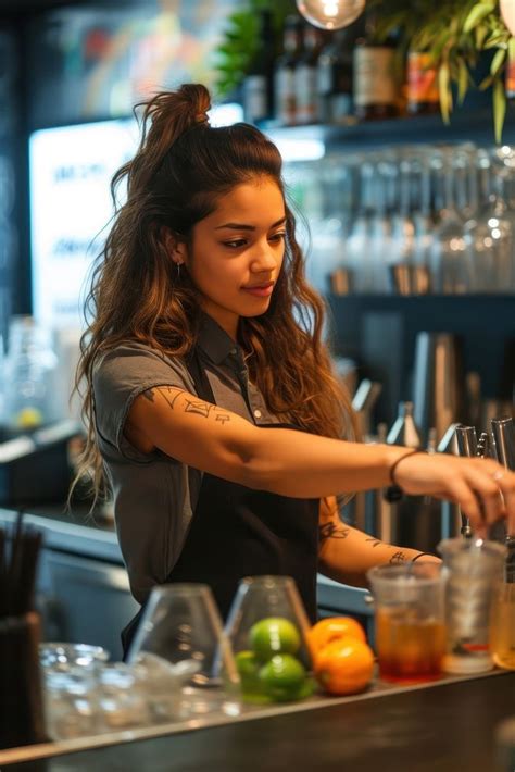 Download Free Image Of Female Multi Ethnic Bartender At Work Adult Drink Entrepreneur By