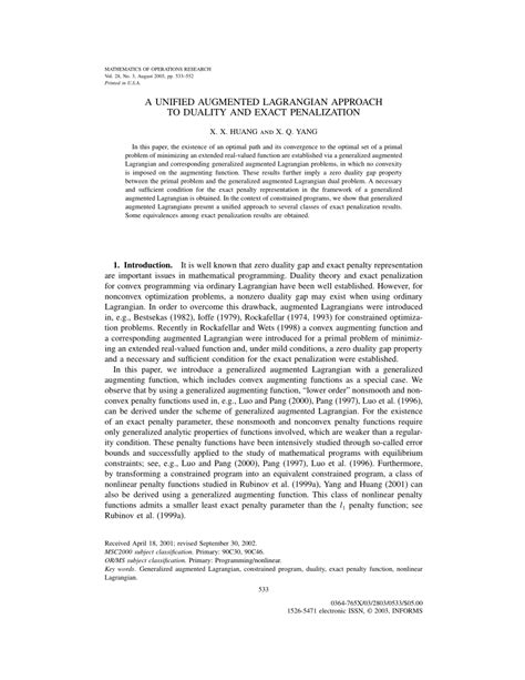 Pdf A Unified Augmented Lagrangian Approach To Duality And Exact