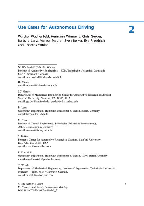 Pdf Use Cases For Autonomous Driving