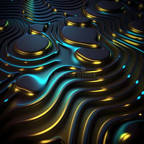 Dark Surface Wallpaper With Ripples Glossy Texture With Neon Light Generative Ai Stock