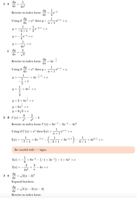 9709 P1 Integration Exercise 1 Worked Solutions Maths With David