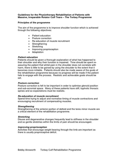 Torbay Cuff Protocol Pdf Anatomical Terms Of Motion Shoulder