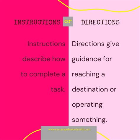 Directions Vs Instructions Syntax Spells
