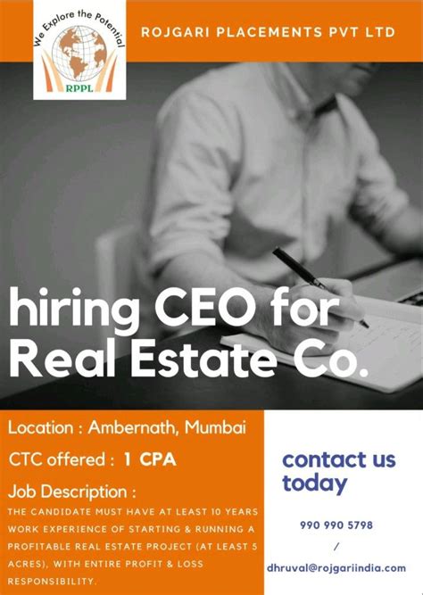 Dhruval Desai On Linkedin Job Vacancy Hiring Ceo Realestate Mumbai