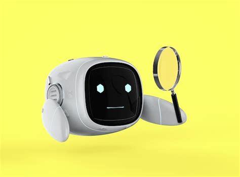 Premium Photo Cute Assistant Artificial Intelligence Robot No Leg With Magnifying Glass