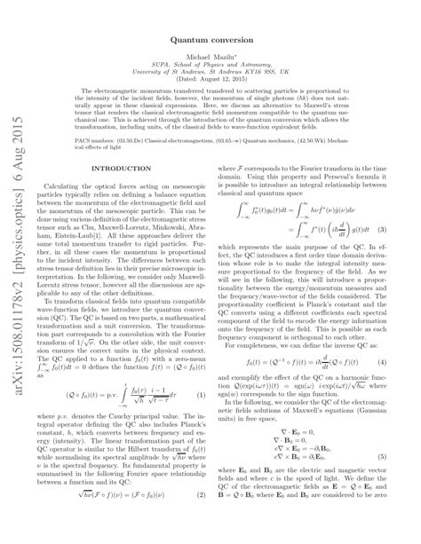 Pdf Quantum Conversion