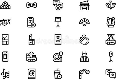 Theatre Icons Collection Is A Vector Illustration With Editable Stroke Stock Vector