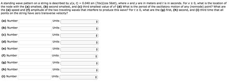 solved a standing wave pattern on a string is described by