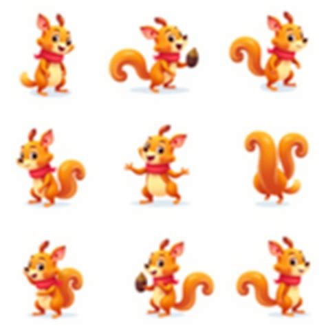 Cute Cartoon Squirrel In Various Poses Stable Diffusion Online