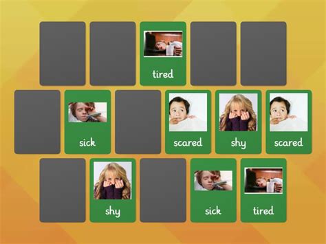 Feelings Tired Excited Worried Shy Scared Sick Parejas