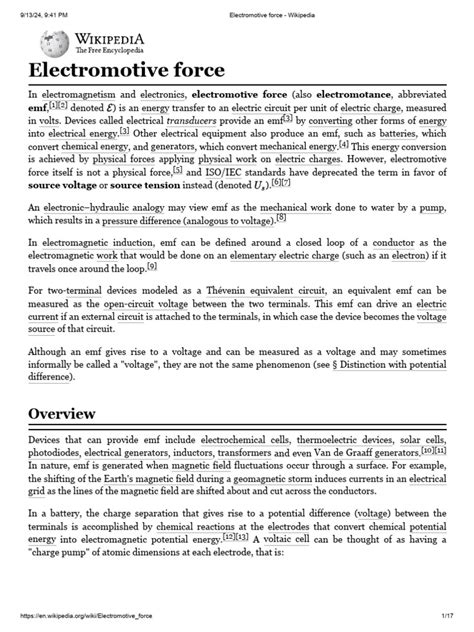 Electromotive Force Wikipedia Pdf