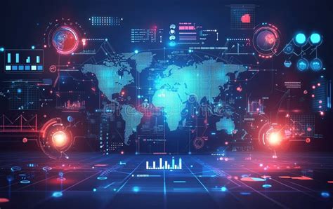 Futuristic Digital Map Visualization With Data Analytics Displays Representing Global
