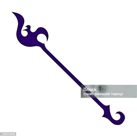 흰색 배경에 고립 된 마술 지팡이 마법사 항목입니다 마법 지팡이 홀 지팡이 막대 디자인 게임 카드 웹에 대 한 벡터 일러스트 레이 션 Blessing에 대한 스톡 벡터 아트