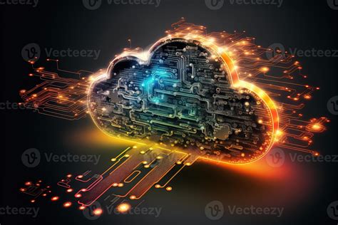 Cloud Computing Technology Concept Background Digital Illustration Network Effect Data