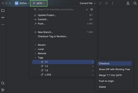 使用标签标记特定 git 提交 intellij idea 文档