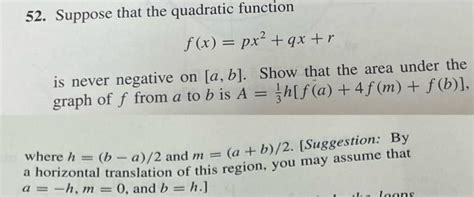 Solved 52 Suppose That The Quadratic Function F X Px2 Qx R Chegg Com