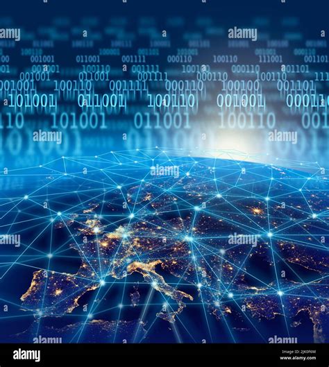 Global Digital Network Binary Data Flow In Dark Background Abstract