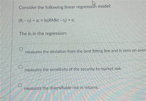 solved consider the following linear regression model r