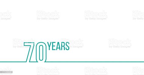 70 주년 또는 생일 선형 윤곽선 그래픽 인쇄 재료 브루셔 커버 보고서에 사용할 수 있습니다 스톡 벡터 일러스트레이션 흰색 배경에서 격리 0명에 대한 스톡 벡터 아트 및