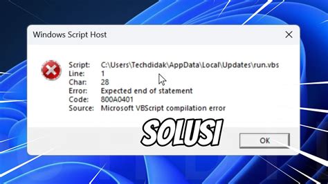 Cara Mengatasi Windows Script Host Error Vbs Script Youtube