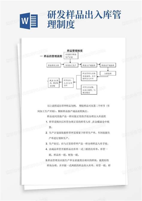 样品的入库出库管理流程Word模板下载 编号qopmxkgd 熊猫办公