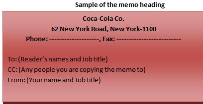 Different Parts Of A Business Memo Sample Memo
