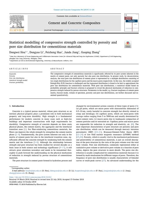 Statistical Modelling Of Compressive Strength Controlled By Porosity And Pdf Porosity Concrete