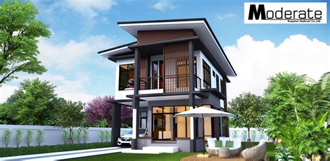 แบบบ้านโมเดิร์นสองชั้นหน้าแคบ Md05 แบบบ้านโมเดิร์น แปลนบ้าน แบบก่อสร้างสไตล์โมเดิร์น