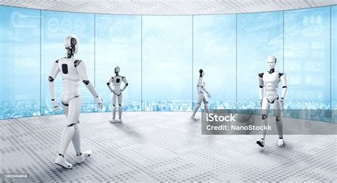3d 렌더링 로봇 휴머노이드 는 미래의 사무실 내부에서 작동 로봇에 대한 스톡 사진 및 기타 이미지 로봇 걷기 산업용 로봇팔 Istock