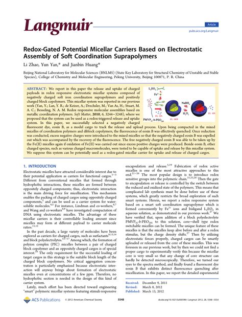Pdf Redox Gated Potential Micellar Carriers Based On Electrostatic Assembly Of Soft