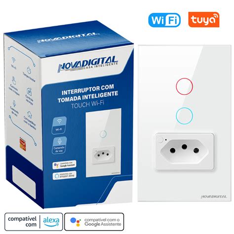 Interruptor De 2 Botões E 1 Tomada Nova Digital Tuya Loja Geek Smart Soluções Inteligentes