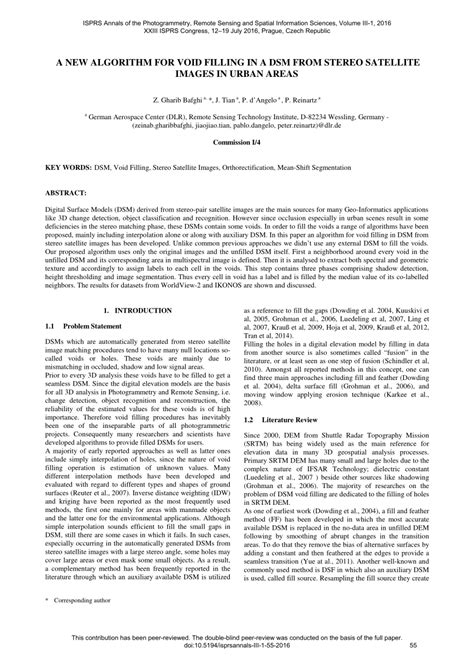 PDF A New Algorithm For Void Filling In A DSM From Stereo Satellite