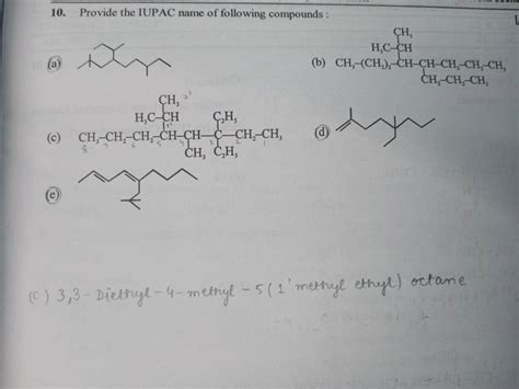 Provide The Iupac Name Of Following Compounds Filo