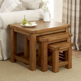 Rustic Oak Large Nest Of Tables Ukluckyhome Com