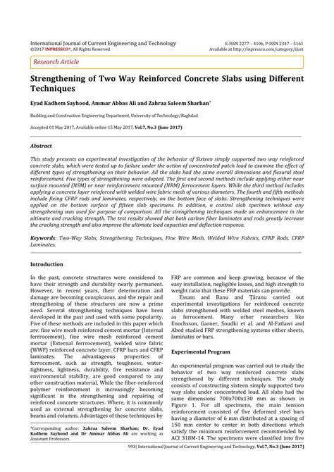 Pdf Strengthening Of Two Way Reinforced Concrete Slabs Using Wp Content