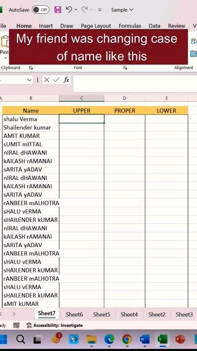 Excel Tutorial Transform Text Case With Upper Lower And Proper