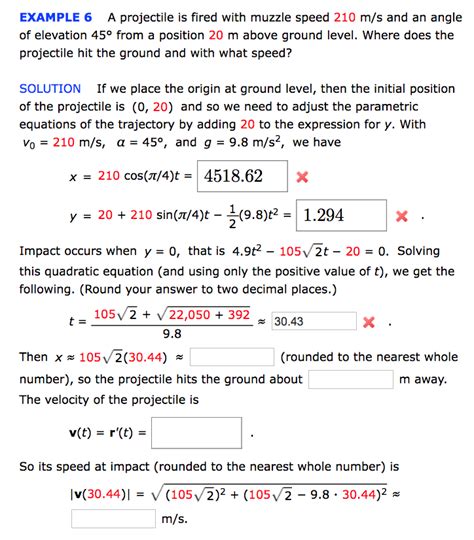 solved example 6 a projectile is fired with muzzle speed 210
