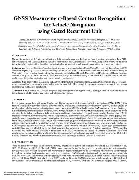 Pdf Gnss Measurement Based Context Recognition For Vehicle Navigation Using Gated Recurrent Unit