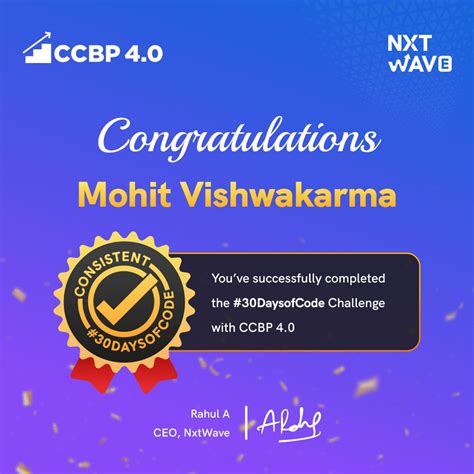 Mohit Vishwakarma On Linkedin 30daysofcodechallange Nxtwave Ccbp Consistency