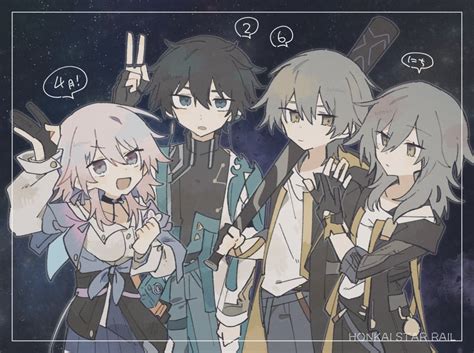 Trailblazer March 7th Stelle Dan Heng And Caelus Honkai And 1 More Drawn By Yann7478