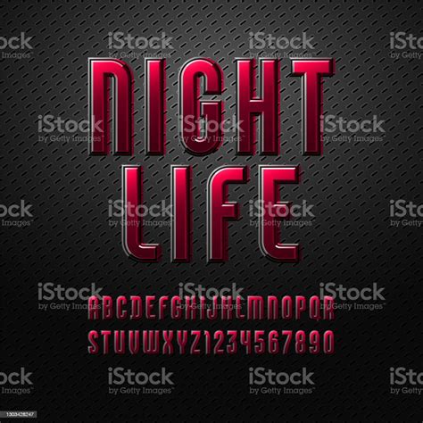 3d 현대 오리지널 글꼴 빨간 빛 응축 된 문자와 숫자 벡터 일러스트 10eps와 트렌디 한 밝은 알파벳 알파벳에 대한 스톡 벡터 아트 및 기타 이미지 Istock