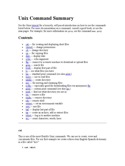 Unix Command Summary Tutorial Pdf Computer File File Transfer