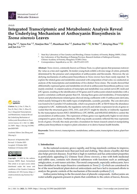 Pdf Integrated Transcriptomic And Metabolomic Analysis Reveal The